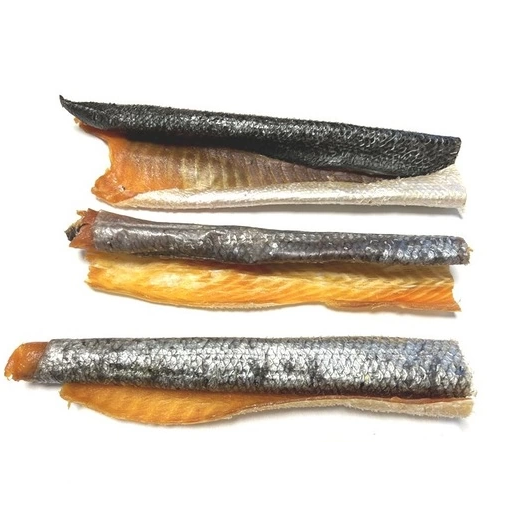 Gedroogde stukken Zalmhuid met Vlees 2 stuks van 30cm